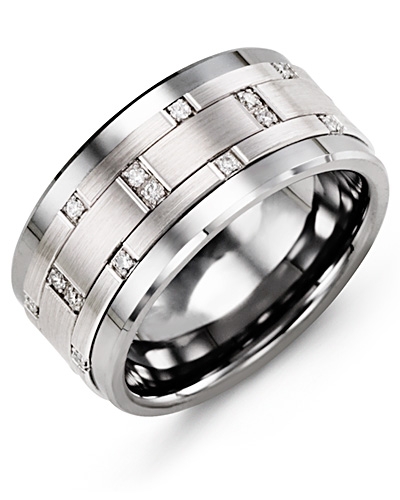 Men's Scattered Wide Diamond Wedding Ring in Cobalt White Gold 11mm 14 ...